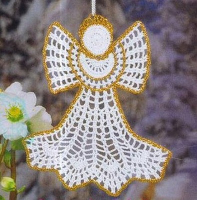 Crochet Pattern - Angel with Gold Trim - Knitting Bee