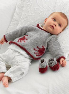 Handprint Sweater and Booties Free Baby Knitting Pattern - Knitting Bee