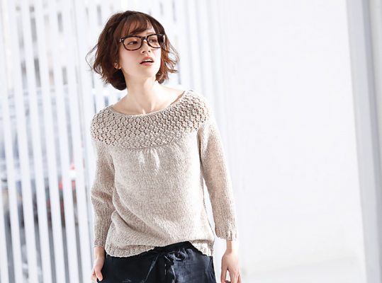 Free Knitting Pattern for a Round Yoke Linen Pullover - Knitting Bee