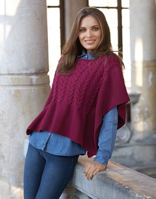 Free Knitting Pattern for a Cabled Ladies Poncho - Knitting Bee