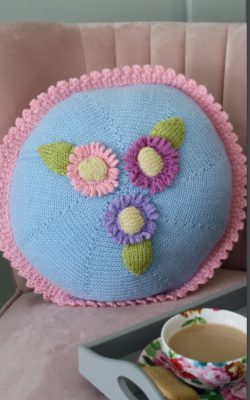 Free Cushion Knitting Pattern with Flowers - Knitting Bee