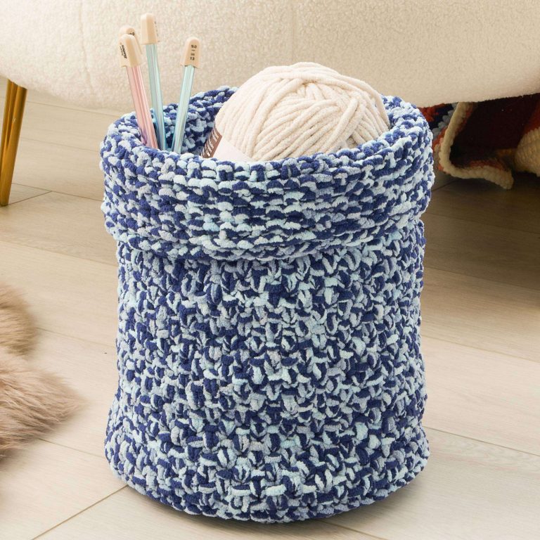Free Knitting Pattern for a Bernat Textured Basket - Knitting Bee