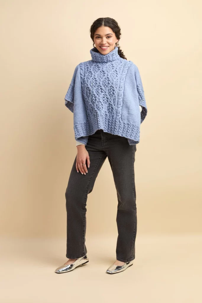 Catawba River Poncho Knitting Pattern – Cozy Textured Cable Poncho in ...