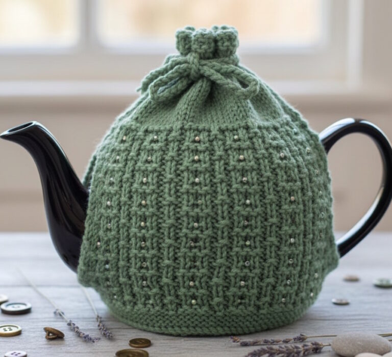 Tea Cosy Knitting Pattern with Beads - Knitting Bee